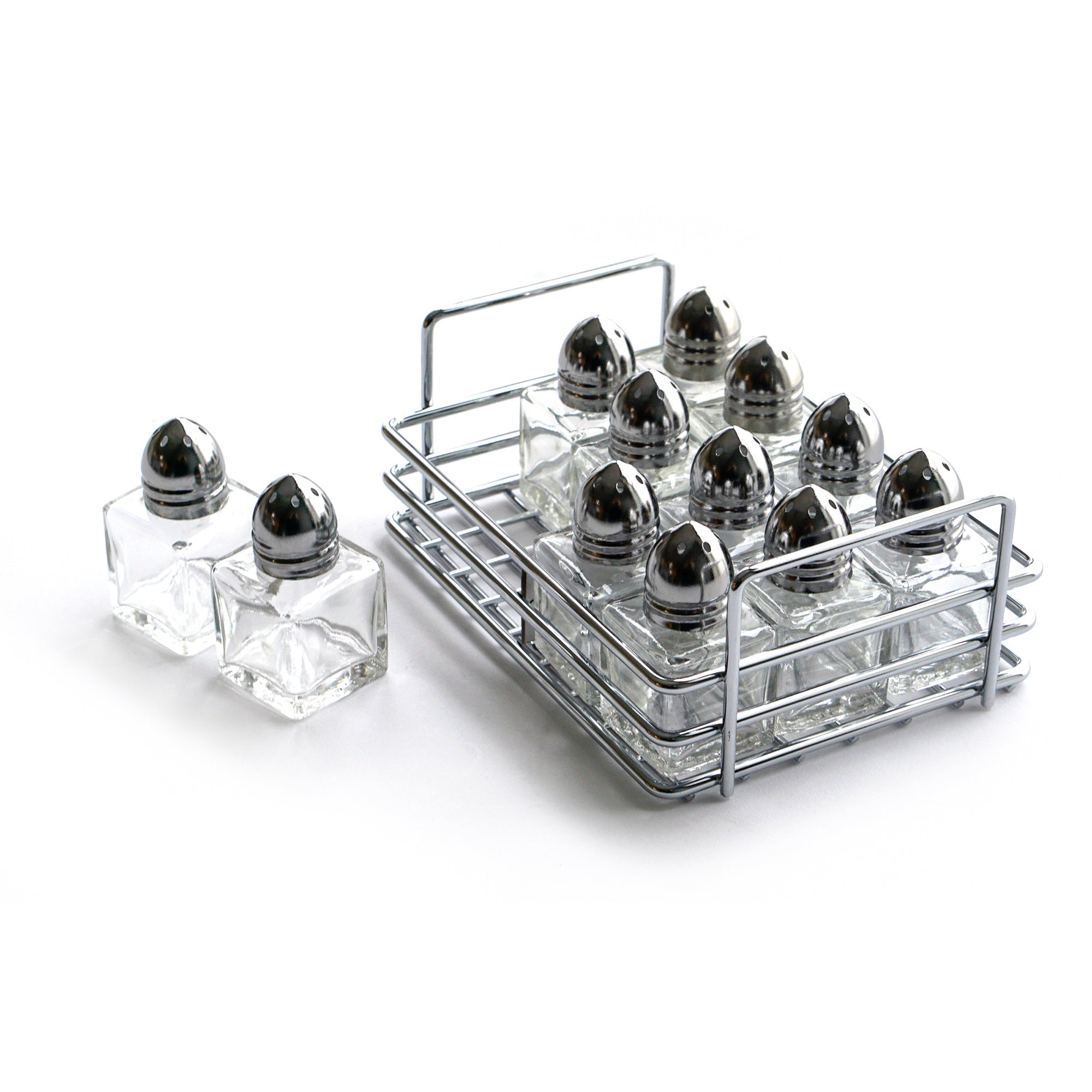 Mini Glass Salt & Pepper Shakers with Rack Set Of 12 – RSVP International